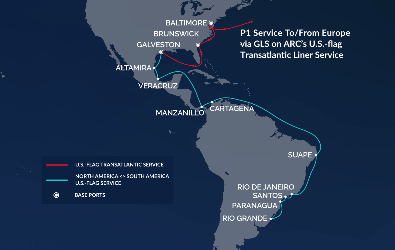 Route Maps - American Roll-On Roll-Off Carrier